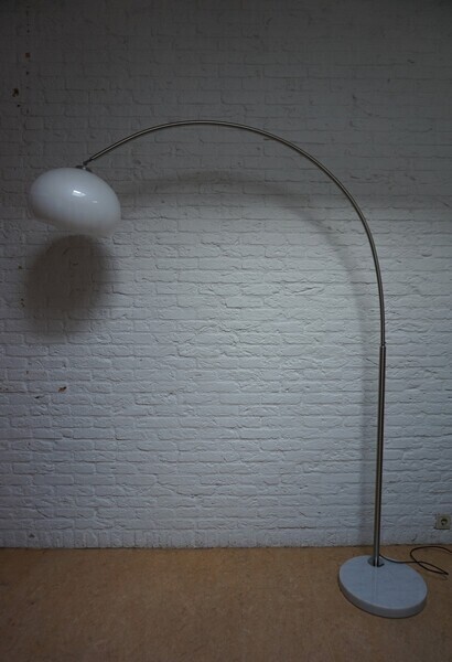 Vintage standing arc lamp with marble base, Italian La Relco, 1980s