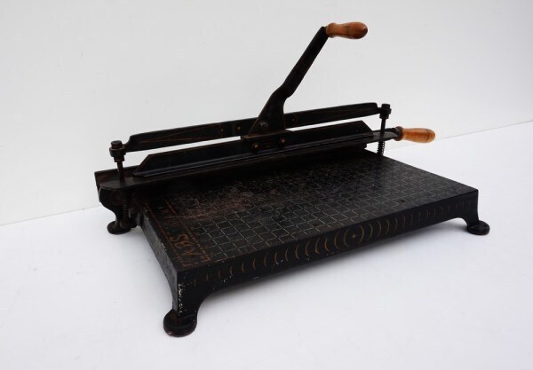 Vintage antique cast iron guillotine paper cutter DGSM Germany